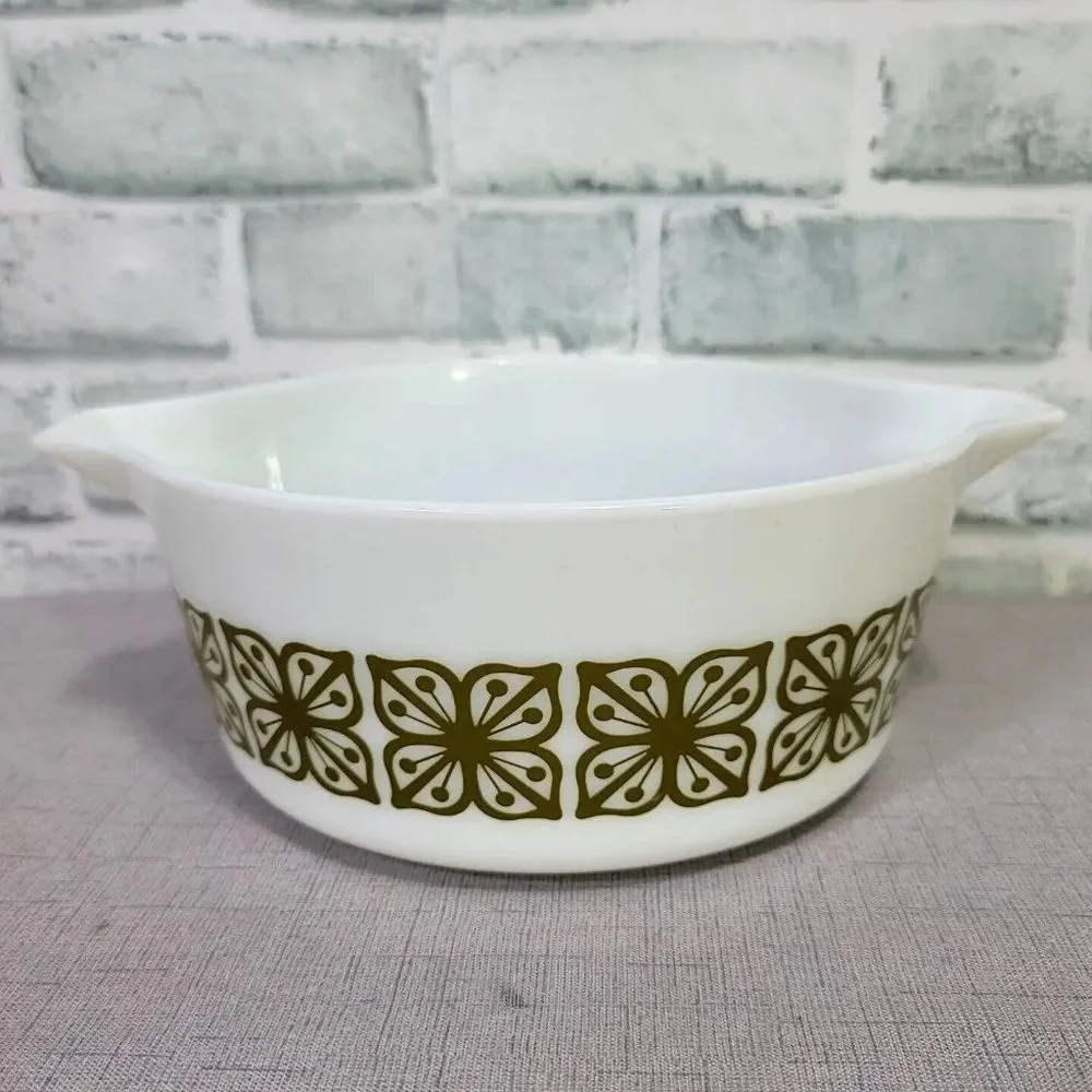 Pyrex | Dining | Vintage 6s Pyrex Verde Green Square Flowers No 475b ...